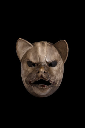 Bonhams : A Kyogen mask of kitsune (fox) Edo period (1615-1868), 18th ...