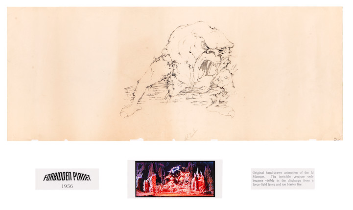 Bonhams : A Forbidden Planet animation drawing of the Id monster