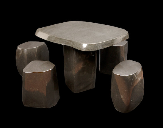 Bonhams : Basalt Table with Stools