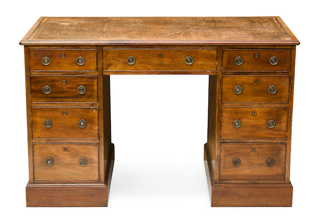 Bonhams : A George III Style Leather Inset Mahogany Double Pedestal ...