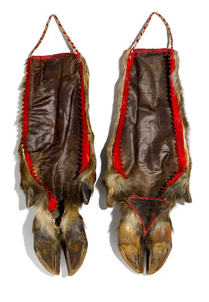 Bonhams : A pair of Eastern Great Lakes decorated caribou hooves