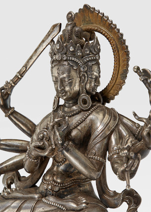 Bonhams : A SILVER FIGURE OF MAHAPRATISARA NEPAL, CIRCA 17TH CENTURY