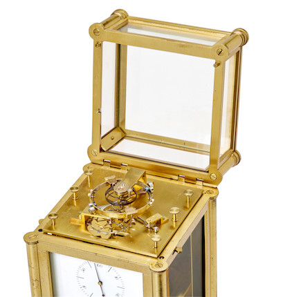 Bonhams : A remarkable glazed gilt brass giant mantel timepiece with ...