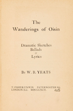Bonhams : YEATS, WILLIAM BUTLER. 1865-1939. The Wanderings of Oisin ...