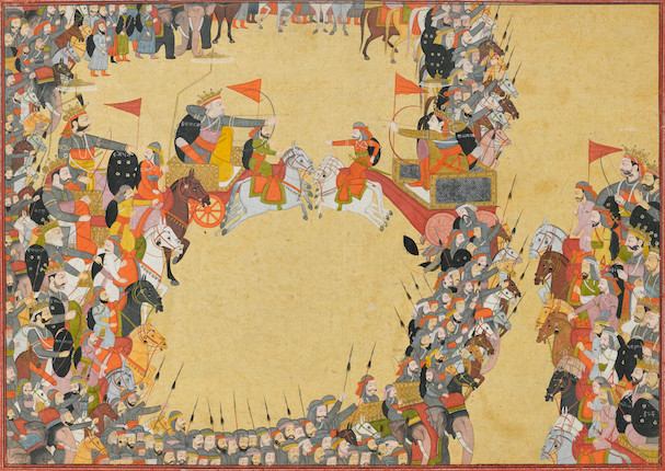 Bonhams : AN ILLUSTRATION FROM A MAHABHARATA SERIES ABHIMANYU PIERCES ...