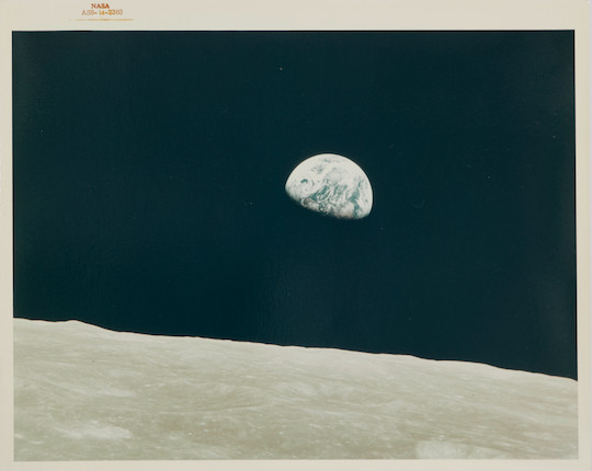 Bonhams : APOLLO 8 EARTHRISE ORIGINAL RED NUMBER PHOTOGRAPH Color ...