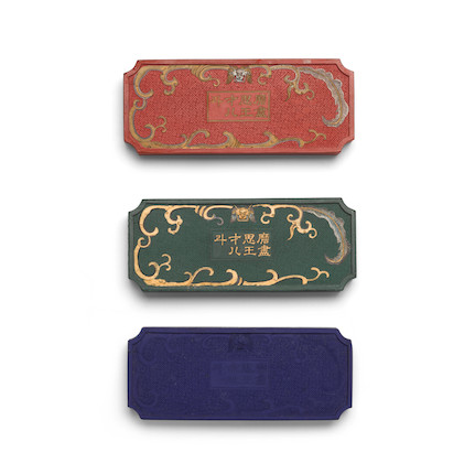 Bonhams : Three molded ink cakes Qing dynasty
