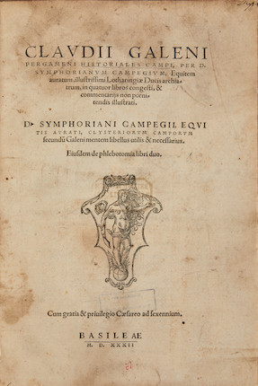 Bonhams : GALENUS, CLAUDIUS. 129-C.216. CHAMPIER, SYMPHORIEN. 1471-1539 ...