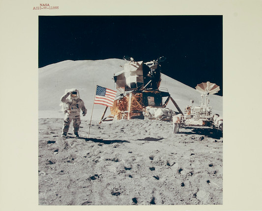 Bonhams : APOLLO 15 NASA RED NUMBER PHOTOGRAPH JIM IRWIN SALUTES THE ...