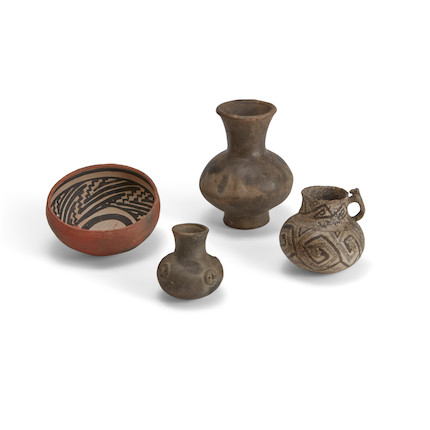 Bonhams : Four prehistoric Native American pottery vessels two ...