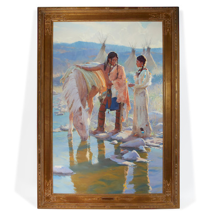 Bonhams : Ronald S. Riddick (born 1952) Lakota Warrior's Farewell 72 x ...