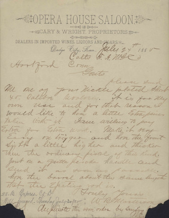 Bonhams : BAT MASTERSON'S COLT SINGLE ACTION ARMY REVOLVER, CUSTOM ...