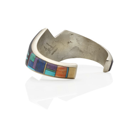 Bonhams : A SILVER AND MULTI-STONE INLAY CUFF, ALVIN YELLOWHORSE