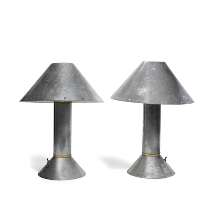 Bonhams : Ron Rezek (born 1946) Pair of Zinc Table Lamps circa ...