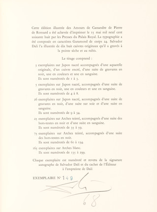 Bonhams : Salvador Dalí (1904-1989); Les Amours de Cassandre, text by ...