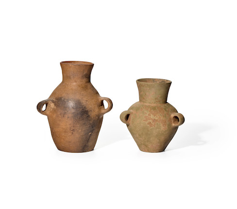Bonhams : TWO NEOLITHIC RED POTTERY JARS Dawenkou Culture, 4300-2400 ...
