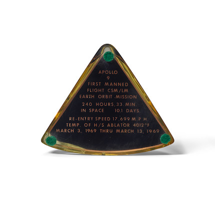 Bonhams : APOLLO 9 FLOWN HEAT SHIELD PLUG. Ablative heat shield plug ...