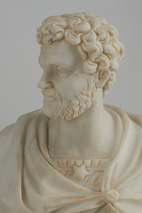 Bonhams : A PAIR OF CARVED MARBLE FIGURES OF ROMAN SOLDIERS