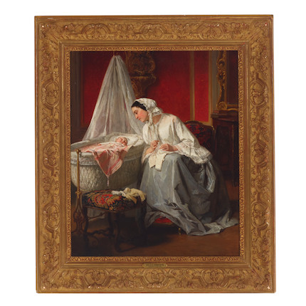 Bonhams : Jean-Baptiste Jules Trayer (French, 1824-1909) Watching over ...
