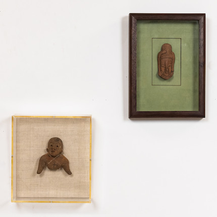 Bonhams Skinner : Two Small Framed Ancient Clay Figures