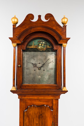 Bonhams Skinner : Ephraim Barber Cherry Rocking Ship Tall Clock ...