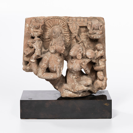 Bonhams Skinner : Partial Stone Stele of Uma Maheshvara