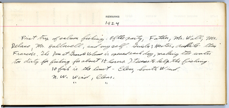 Bonhams Skinner : Chubb, Percy, III Fishing diary. Manuscript salmon ...