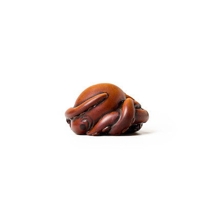 Bonhams : MASANAO OF KYOTO (ACTIVE 18TH CENTURY) A Wood Netsuke of an ...