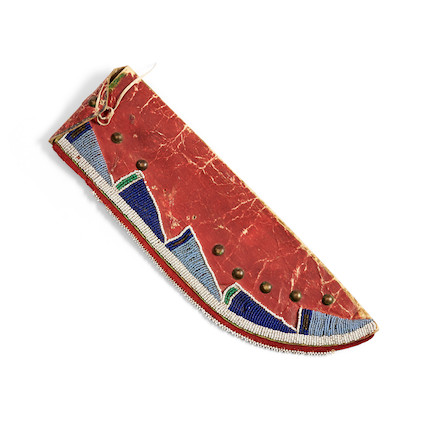 Bonhams Skinner : An Apsáalooke (Crow) beaded parfleche knife sheath lg ...