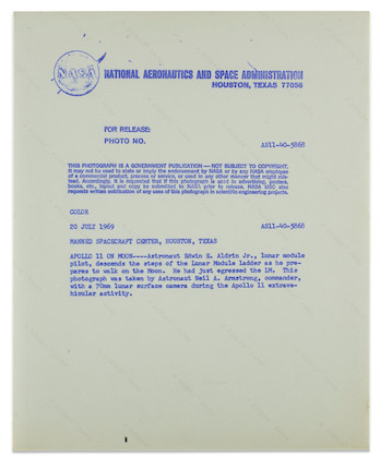 Bonhams : BUZZ ALDRIN DESCENDS THE LM LADDER ARMSTRONG, NEIL ...