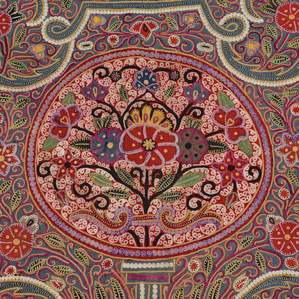 Bonhams Skinner : Resht Embroidery Iran 3 ft. 6 in. x 2 ft. 9 in.