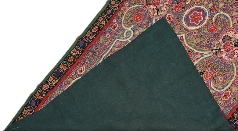 Bonhams Skinner : Resht Embroidery Iran 3 ft. 6 in. x 2 ft. 9 in.