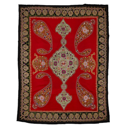 Bonhams Skinner : Persian Resht Embroidery Iran 5 ft. 1 in. x 6 ft. 2 in.