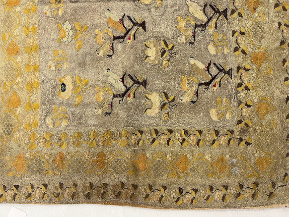 Bonhams Skinner : Rare Georgian Embroidered Textile with Birds in Trees ...