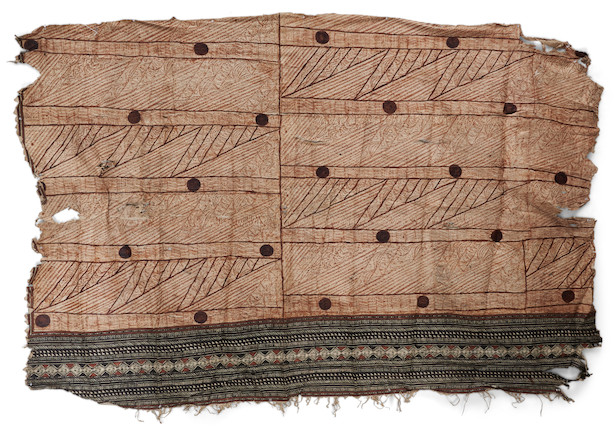 Bonhams Skinner : Large Fijian tapa cloth, masi kesa 68.8 x 94.4 in.