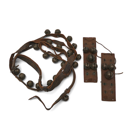 Bonhams Skinner : A collection of leather belts and bells size 9 3/4 x ...