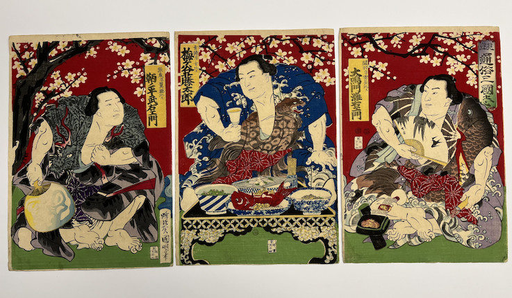 Bonhams : A GROUP OF EIGHT SUMO WRESTLING AND WRESTLER PRINTS Edo ...