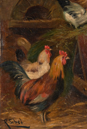 Bonhams Skinner : Rose Sobel (American, Early 20th Century) Roosters in ...