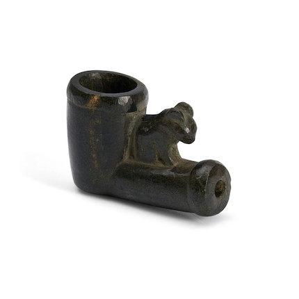Bonhams Skinner : A steatite Cherokee effigy pipe bowl lg. 2 1/4, ht. 1 ...