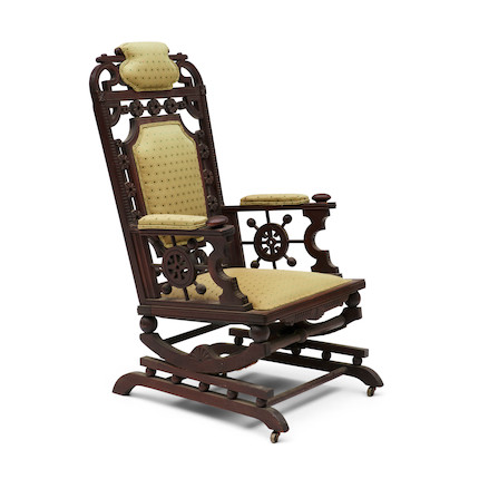 Bonhams Skinner : Aesthetic Movement Carved Platform Rocking Chair