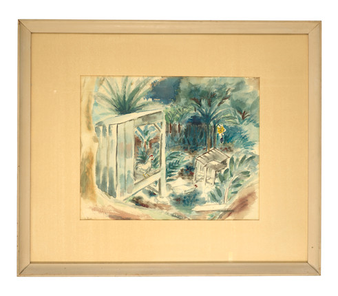 Bonhams : Isami Doi (1903-1965) Landscape with Chicken Coop sheet 19 1/ ...