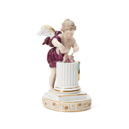 Bonhams Skinner : Meissen Porcelain Cupid Figure with Motto, Germany ...