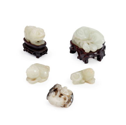 Bonhams Skinner : FIVE SMALL JADE ANIMAL CARVINGS