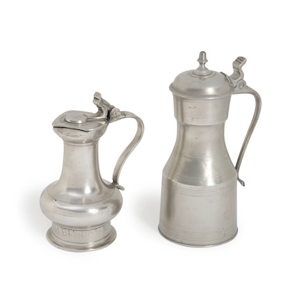 Bonhams Skinner : Lidded Pewter Flagon and Liquid Measure, America or ...