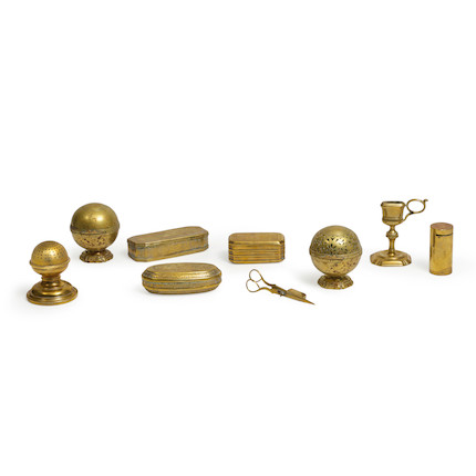 Bonhams Skinner : Eight Brass Household Items, England, 18th/19th century.