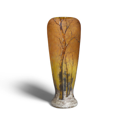Bonhams : DAUM FRÈRES (FOUNDED 1825) Tall Winter Landscape Vasecirca ...
