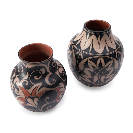 Bonhams Skinner : Two Lisa Holt & Harlan Reano polychrome pottery jars ...