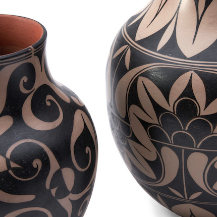 Bonhams Skinner : Two Lisa Holt & Harlan Reano polychrome pottery jars ...