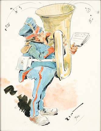 Bonhams Skinner : ZIMMERMAN, EUGENE (ZIM). 1862-1935. Two signed cartoons.