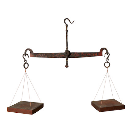 Bonhams Skinner : Fancy-painted Iron and Wood Balance Scale, America or ...